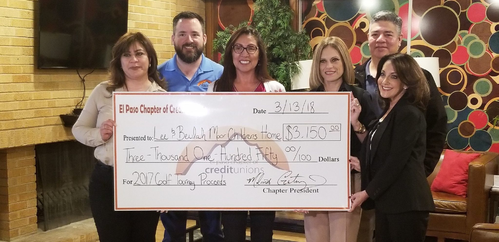 The El Paso Chapter of Credit Unions Donates $3,150! – Lee & Beulah ...